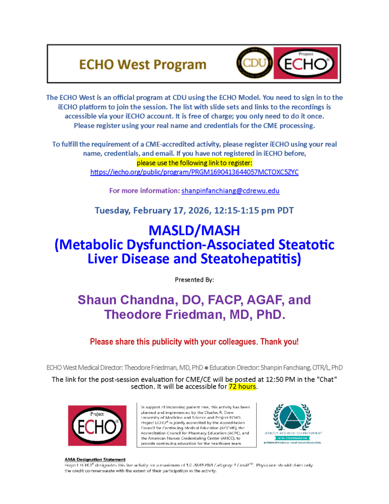 ECHO West Virtual CME Program | Charles R. Drew University of Medicine ...